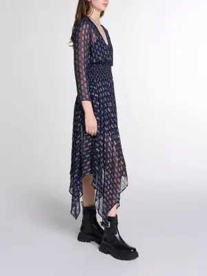 Maje Viscose Asymmetrical Floral Maxi Dress