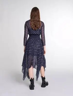 Maje Viscose Asymmetrical Floral Maxi Dress