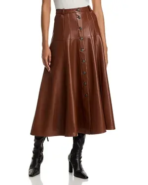 A-Line Leather Midi Skirts