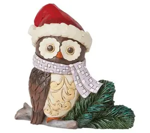 JIM SHORE Mini Owl With Santa Hat Fig