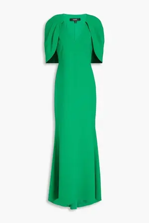 Badgley Mischka Cape-effect Crepe Gown
