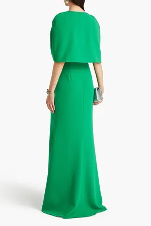 Badgley Mischka Cape-effect Crepe Gown