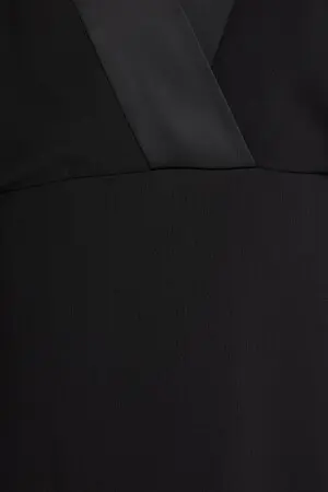 Badgley Mischka Draped Satin-trimmed Crepe Gown