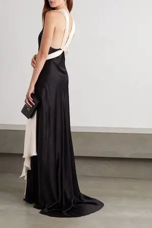 Redemption Belted Two-tone Silk-satin Gown