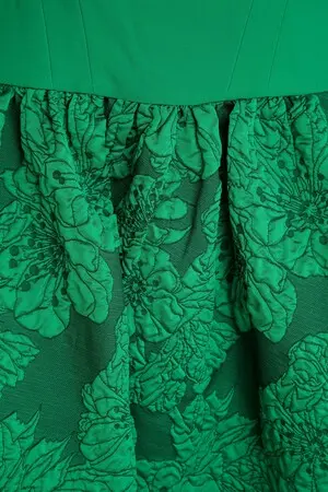Marchesa Cloqué And Crepe Halterneck Midi Dress