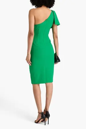 Badgley Mischka One-shoulder Draped Crepe Dress - Green
