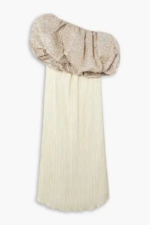 DIMA AYAD Convertible Popcorn Lamé And Plissé-crêpe Gown