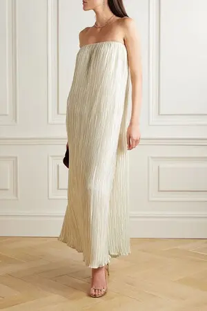 DIMA AYAD Convertible Popcorn Lamé And Plissé-crêpe Gown