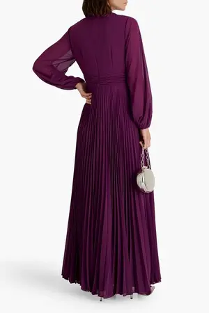 MIKAEL AGHAL Ruffled Plissé-chiffon Maxi Dress