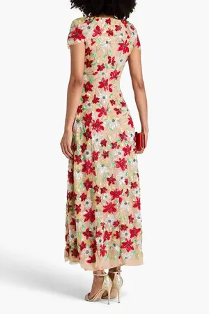 Rachel Gilbert Thea Embellished Tulle Maxi Dress