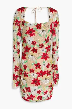 Rachel Gilbert Thea Embellished Tulle Mini Dress