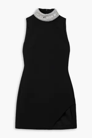 David Koma David Koma Crystal-Embellished Crepe Mini Dress - Black