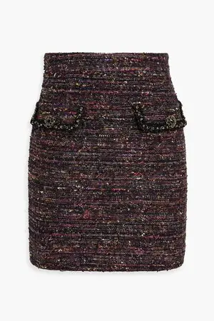 Rebecca Vallance Monet Metallic Bouclé-tweed Mini Skirt