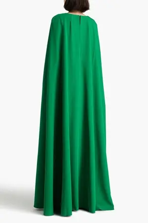 Marchesa Cape-effect Embellished Crepe Gown - Green