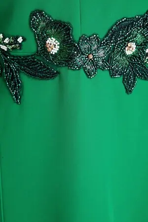 Marchesa Cape-effect Embellished Crepe Gown - Green