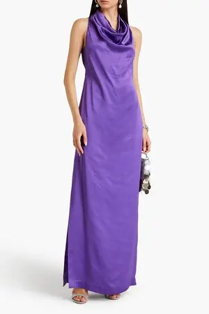 Badgley Mischka Draped Satin Gown