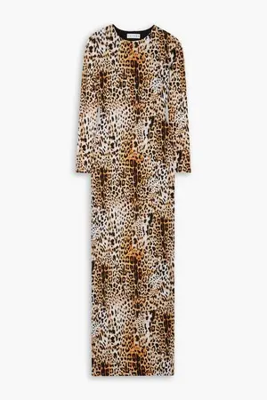 Halpern Open-back Leopard-print Maxi Dress