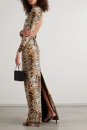Halpern Open-back Leopard-print Maxi Dress