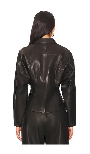 THE SEI Fitted Leather Jacket - Black