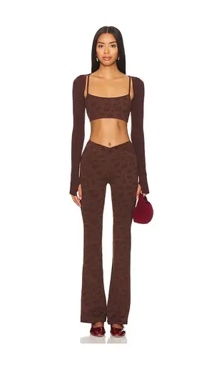 Frankies Bikinis Reine Shine Jacquard Bralette In Brown