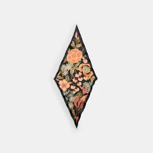 Coach Floral Print Silk Diamond Scarf - Black | Editorialist display picture 3