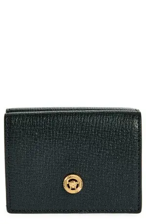Versace Medusa Leather Trifold Wallet - Black Versace Gold