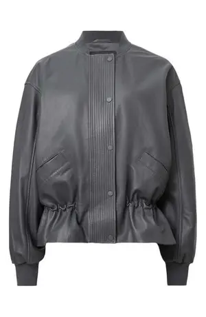 ALLSAINTS Sofi Leather Bomber Jacket - Graphite Blue