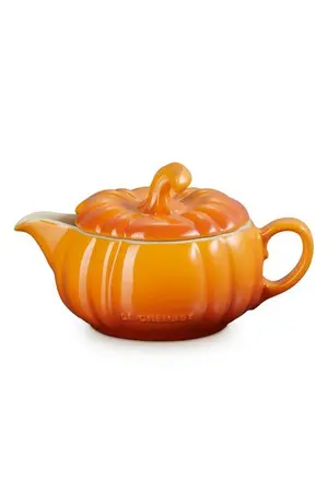 LE CREUSET Pumpkin Gravy Boat & Lid Persimmon
