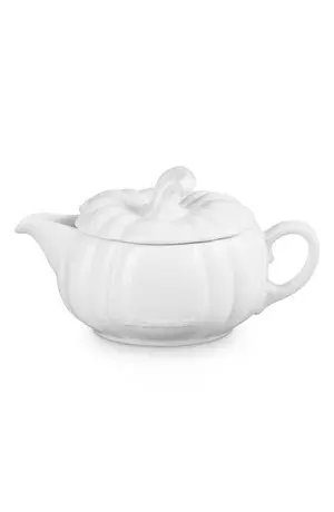 LE CREUSET Pumpkin Gravy Boat & Lid - White