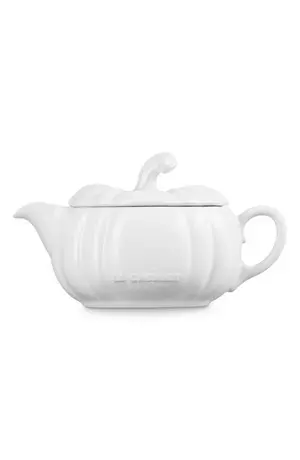 LE CREUSET Pumpkin Gravy Boat & Lid - White