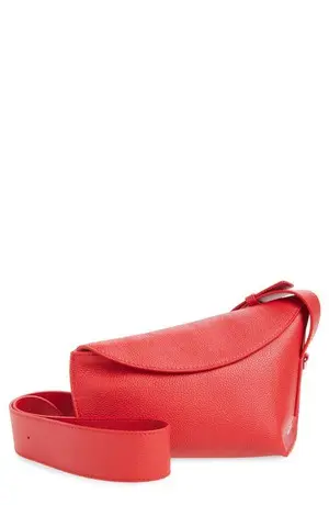Alexander McQueen McQueen T-Bar Sling Asymmetric Leather Crossbody Bag Red/silver