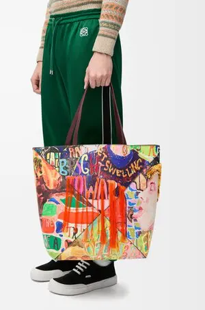 Loewe Xl Puzzle Fold Tote Bag - Dark Burgundy/multicolor