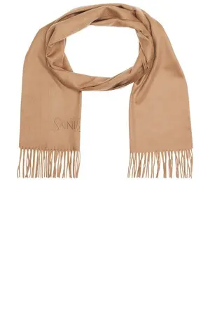 Saint Laurent Cashmere Scarf In Tan - Camel