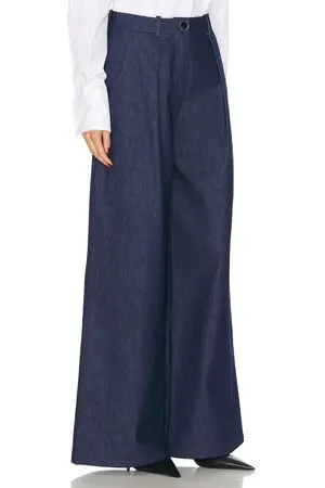 ROWEN ROSE Denim Pleated Pant