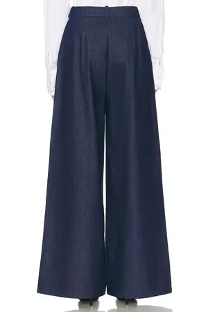 ROWEN ROSE Denim Pleated Pant