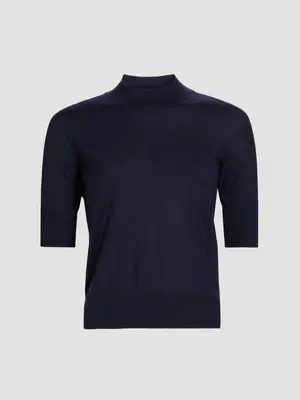 JIL SANDER Wool & Cashmere-blend Rib-knit Trim Sweater - Midnight
