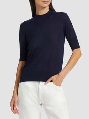 JIL SANDER Wool & Cashmere-blend Rib-knit Trim Sweater - Midnight