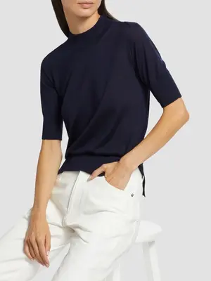 JIL SANDER Wool & Cashmere-blend Rib-knit Trim Sweater - Midnight