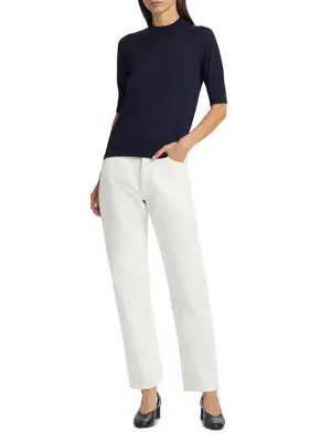 JIL SANDER Wool & Cashmere-blend Rib-knit Trim Sweater - Midnight