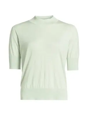 JIL SANDER Wool & Cashmere-blend Rib-knit Trim Sweater Mint