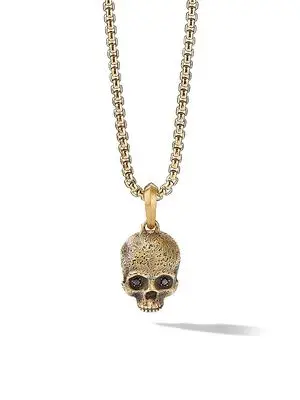 David Yurman Meto Mori Skull Amulet In 18k Yellow Gold With Pave Black Diamonds, 18mm - Black Diamond