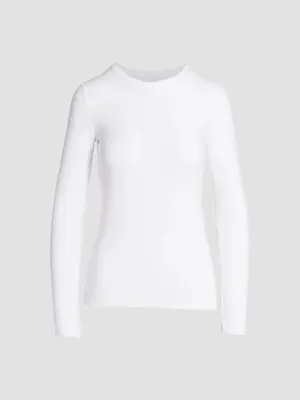 Majestic Filatures Soft Touch Long-sleeve Crewneck Top - Blanc