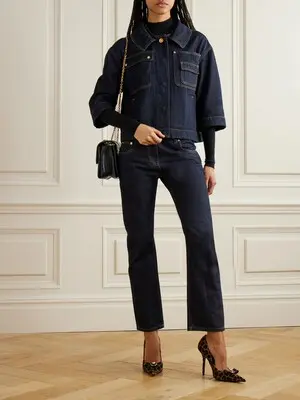 Versace Embellished Cropped Straight-leg Jeans