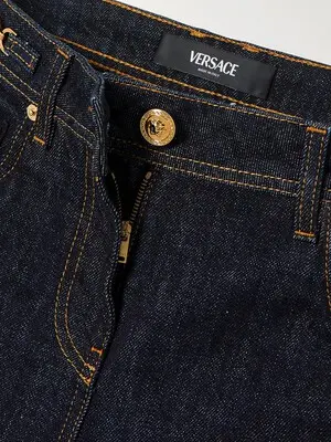 Versace Embellished Cropped Straight-leg Jeans