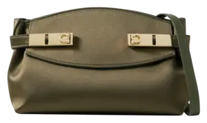 FERRAGAMO Ferragamo Hug Satin Shoulder Bag Green