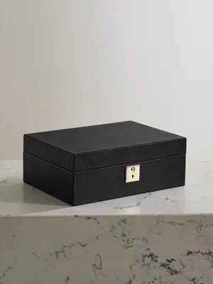 Smythson Panama Textured-leather Jewelry Box