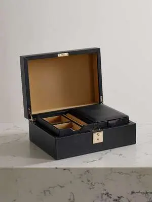 Smythson Panama Textured-leather Jewelry Box