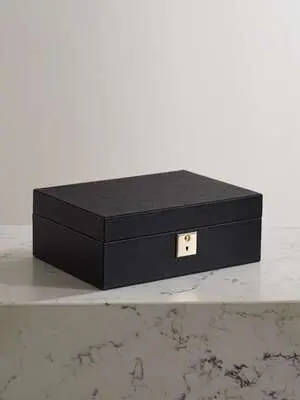 Smythson Panama Textured-leather Jewelry Box