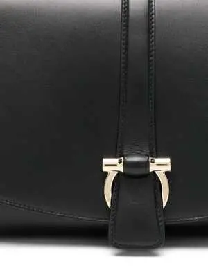 FERRAGAMO Gancini-buckle Shoulder Bag - Black