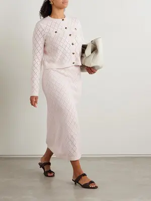 Zimmermann Pointelle-knit Wool Midi Skirt